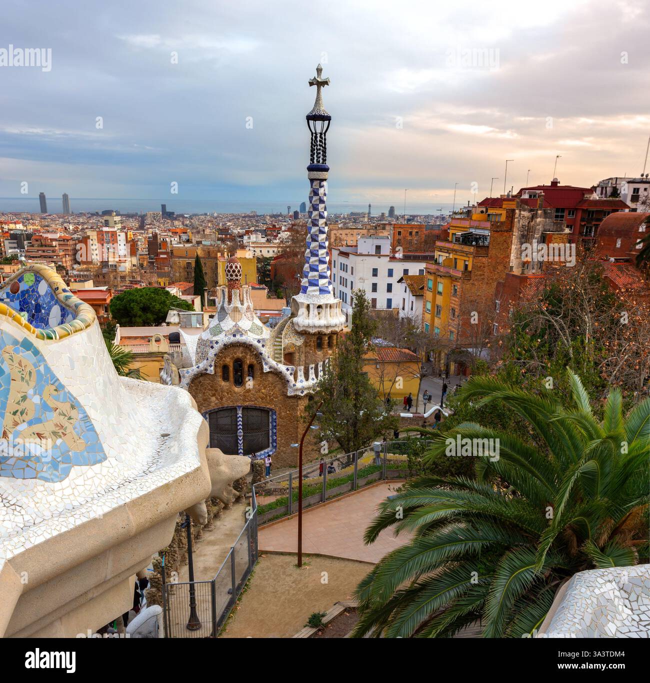 Porters Lodge Pavilion Tower Building, Historic Park Guell Entrance ...