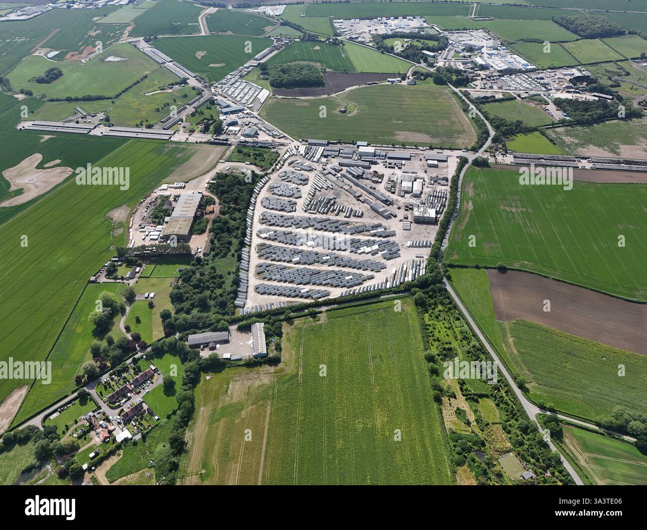 aerial view of World war two military airfield. Forma military bomber ...