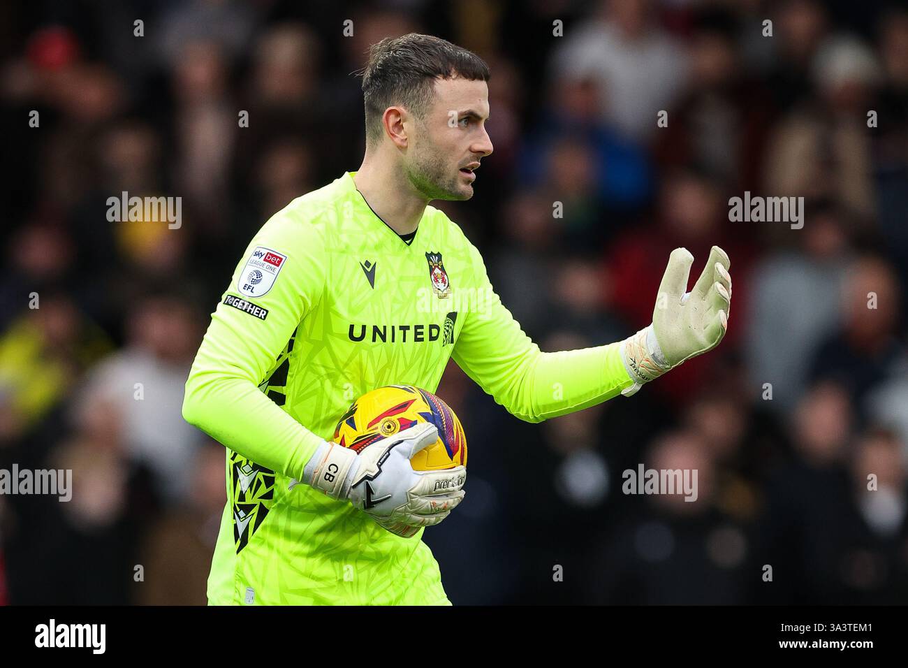 Wrexham’s keeper Callum Burton during the Sky Bet League One match at ...