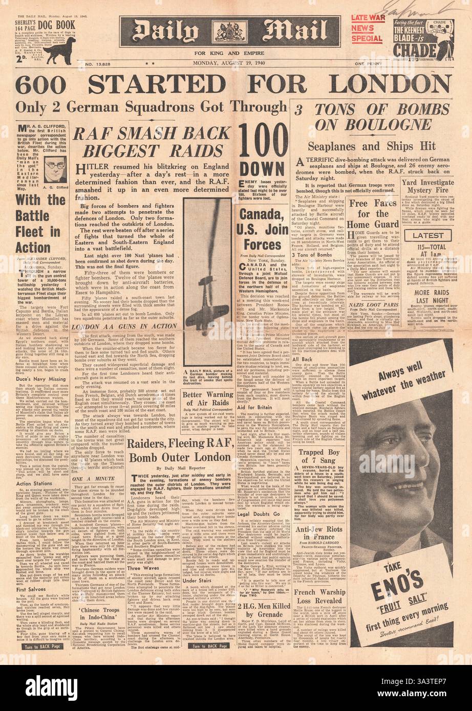 1940 daily mail luftwaffe raids on london south east england hi-res ...