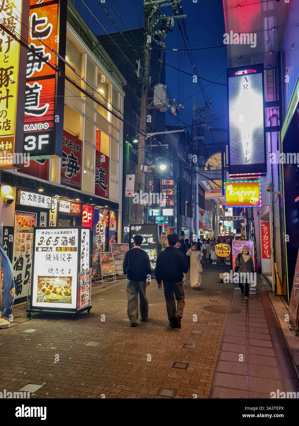 Dotonbori side streets at night with bars, restaurants, stores and ...