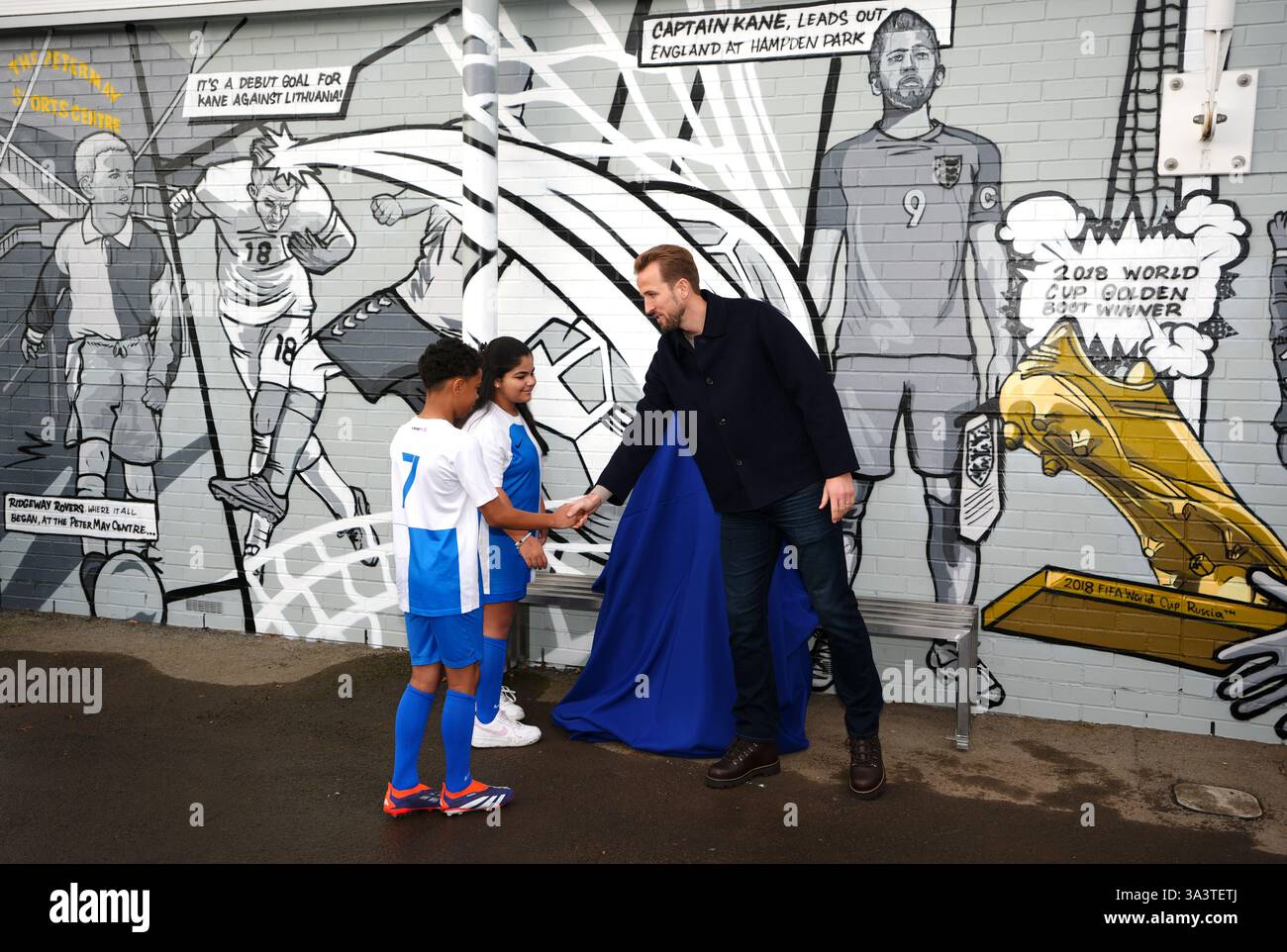 Harry Kane during the unveiling of a statue of himself at The Peter May ...
