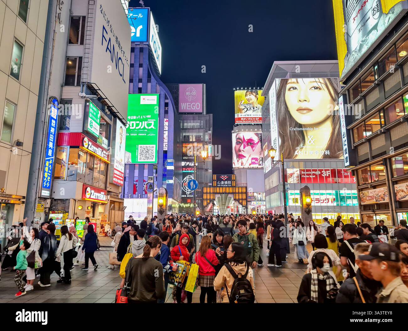 Dotonbori in Osaka City. Dotonbori is a popular district in Osaka ...