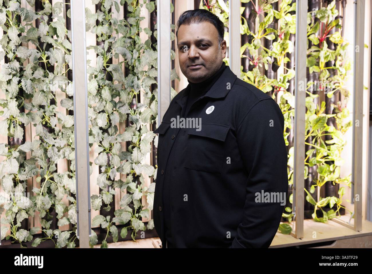 EDITORIAL USE ONLY Taz Khan at the unveiling of the Urban Farmer Project in the City of London ...