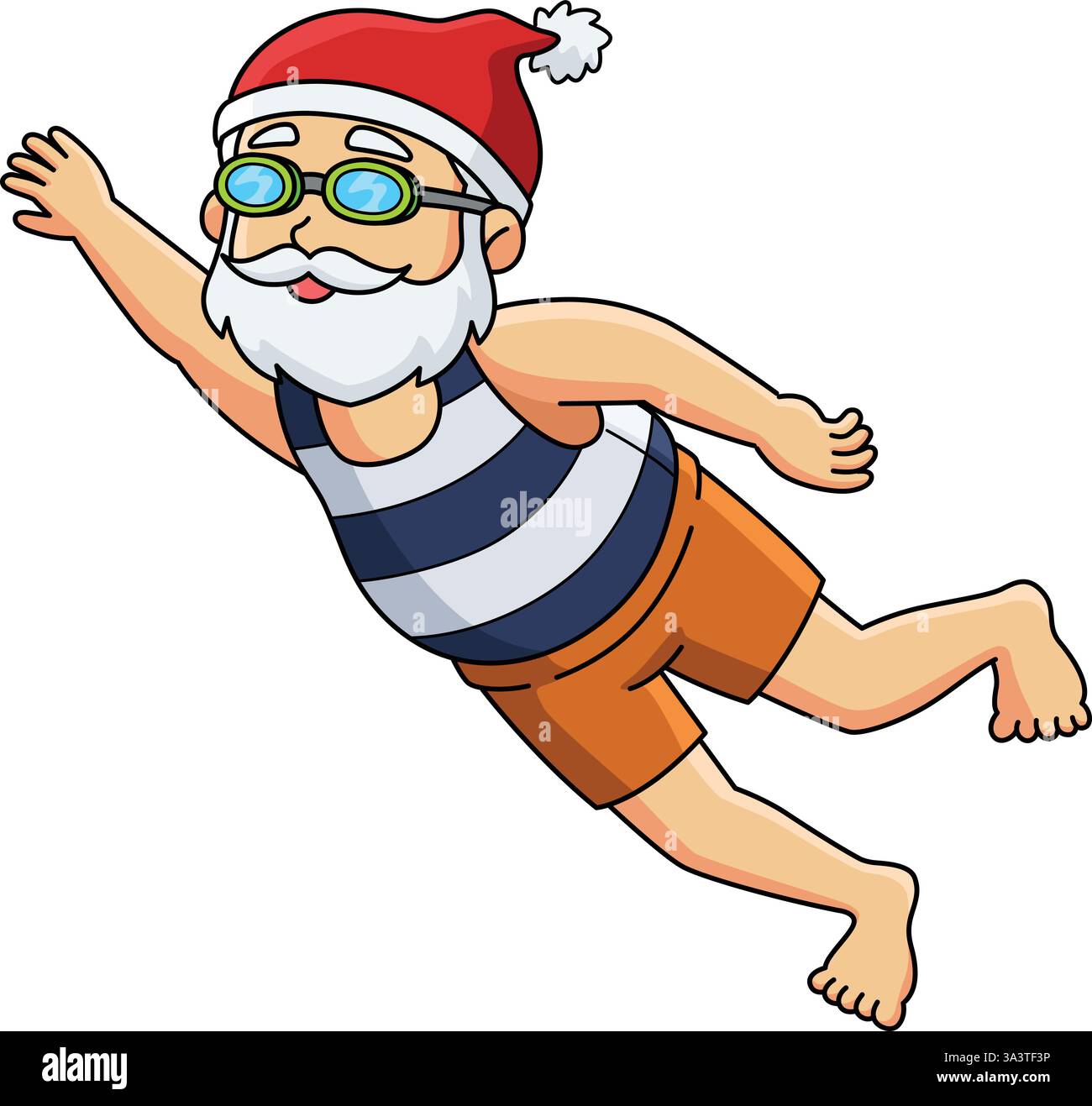 Christmas in July Santa Swimming Cartoon Clipart Stock Vector Image ...