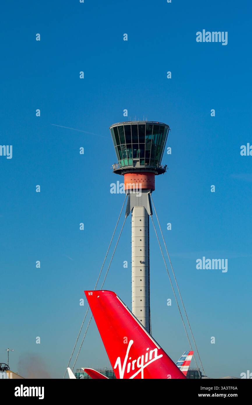 London, England, UK - 3 January 2025: Air traffic control tower at ...
