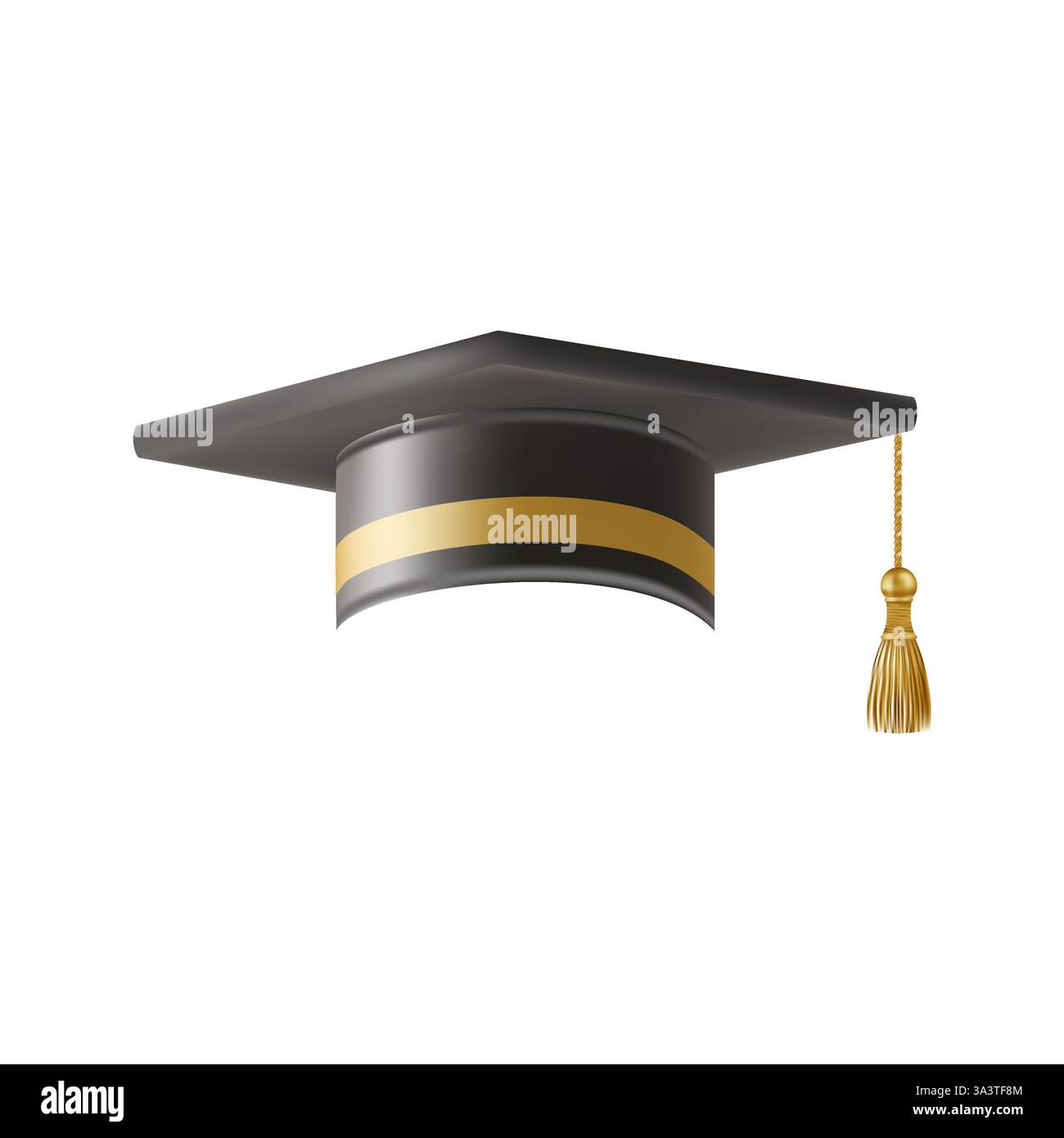 Realistic Black graduate cap. 3D Graduation Doctoral hat Stock Vector ...