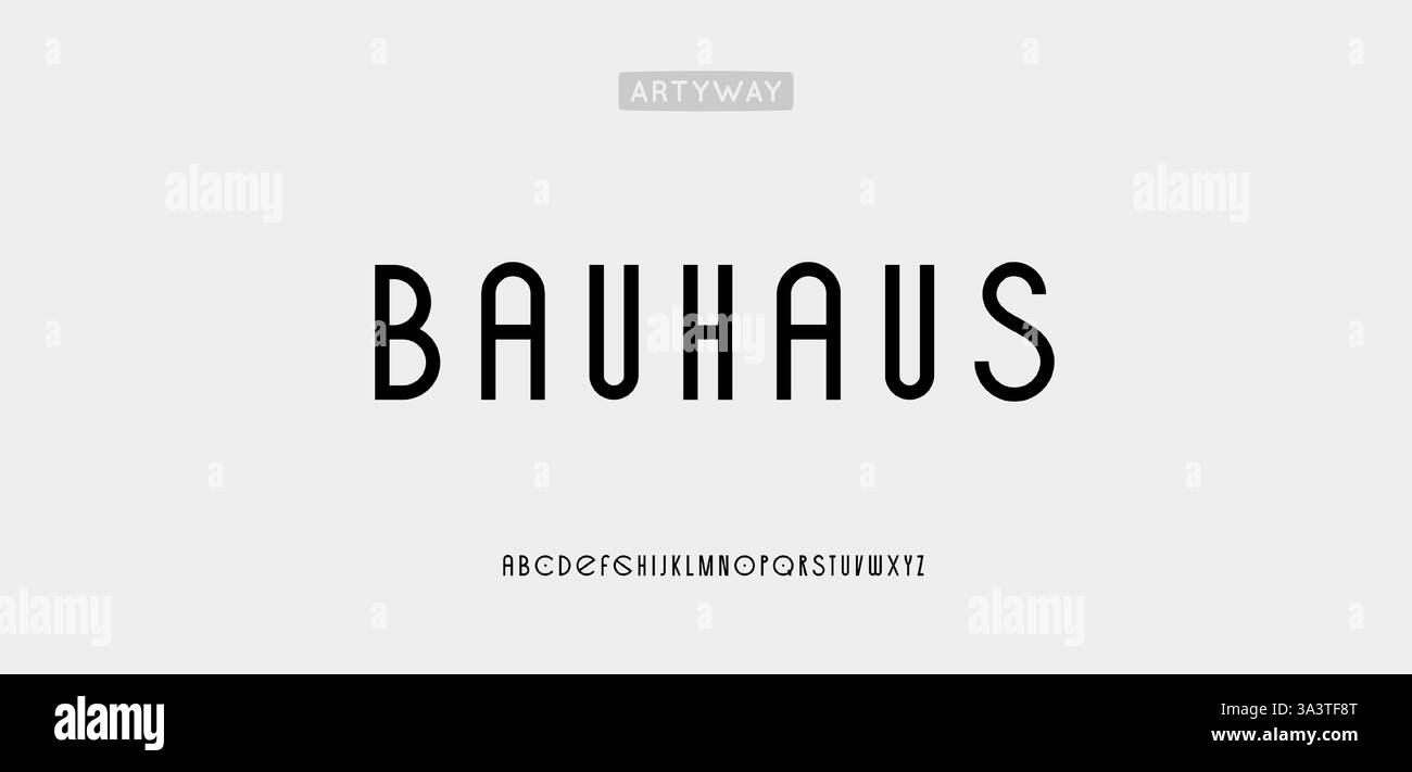 Minimalist Bauhaus style geometric typeface with clean elegant lines ...
