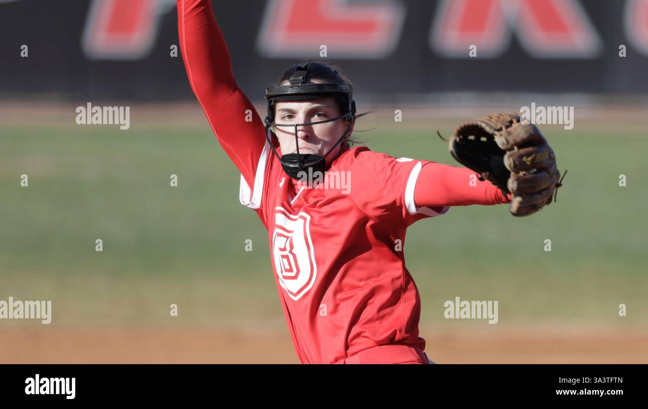 Bradley starting pitcher Hannah Organ #24 during an NCAA softball game ...