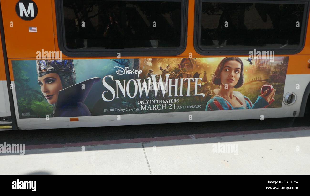 Los Angeles, California, USA 16th March 2025 Disney Snow White Bus ...
