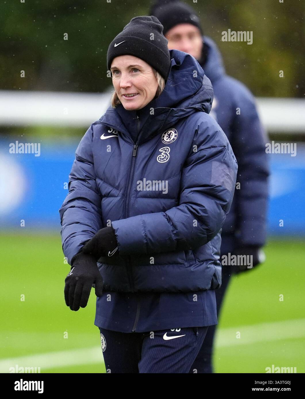 Chelsea manager Sonia Bompastor during a training session at Cobham ...