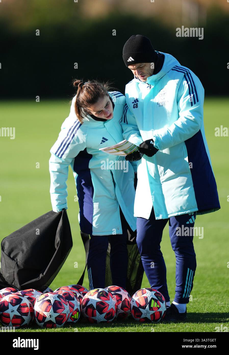 Arsenal interim manager Renee Slegers and assistant Chris Bradley ...