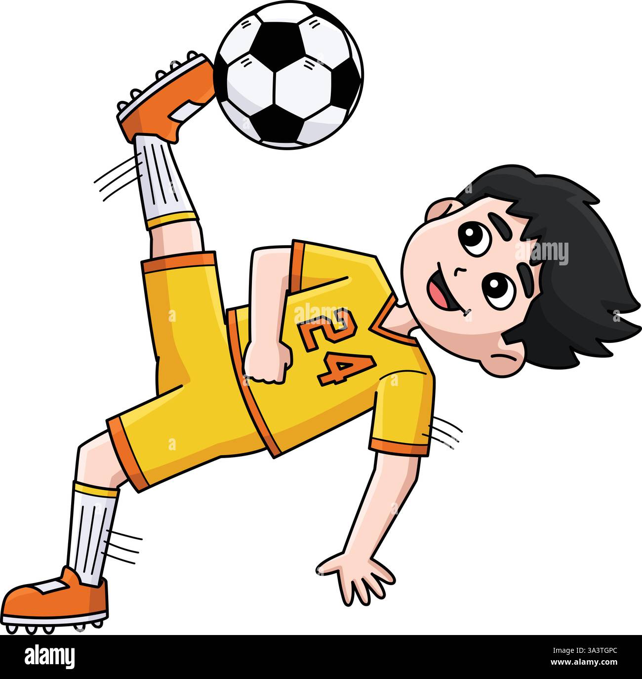 Male Soccer Player Bicycle Kick Cartoon Clipart Stock Vector Image ...