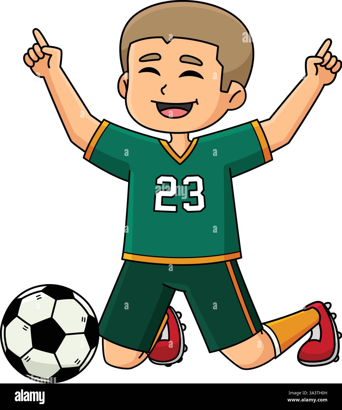 Soccer Player Boy Goal Celebration Cartoon Clipart Stock Vector Image ...