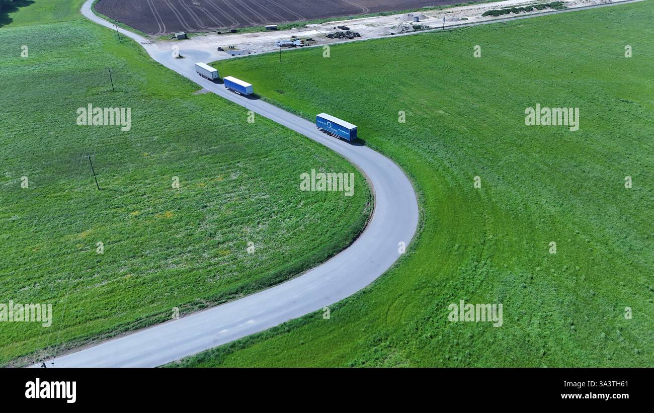 aerial view of RAF Melbourne forma ww2 military airfield main runway ...