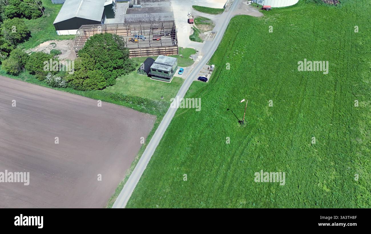 aerial view of RAF Melbourne watch office. forma ww2 military airfield ...