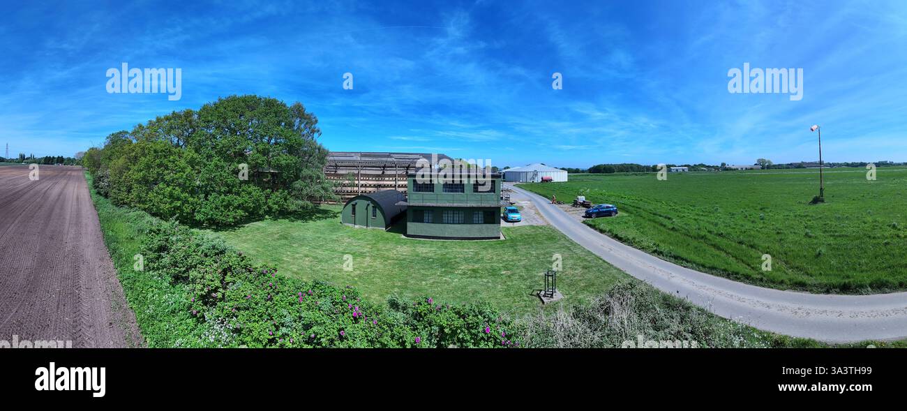 panoramic view of RAF Melbourne control tower, forma ww2 military ...