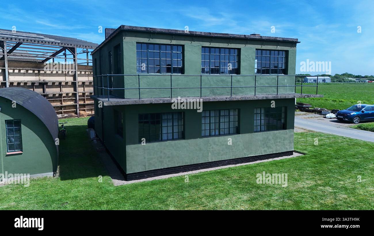 aerial view of RAF Melbourne watch office. forma ww2 military airfield ...