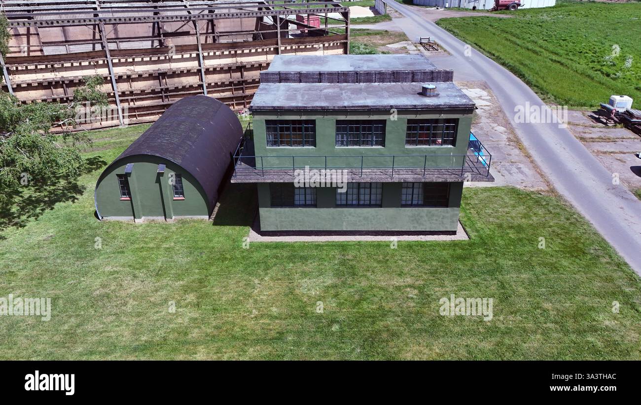 aerial view of RAF Melbourne watch office. forma ww2 military airfield ...