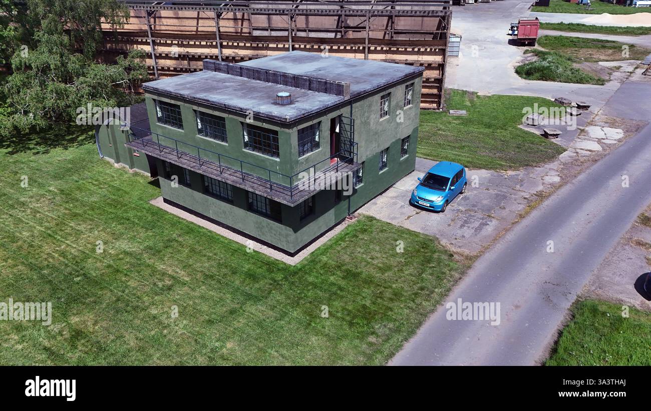 aerial view of RAF Melbourne watch office. forma ww2 military airfield ...