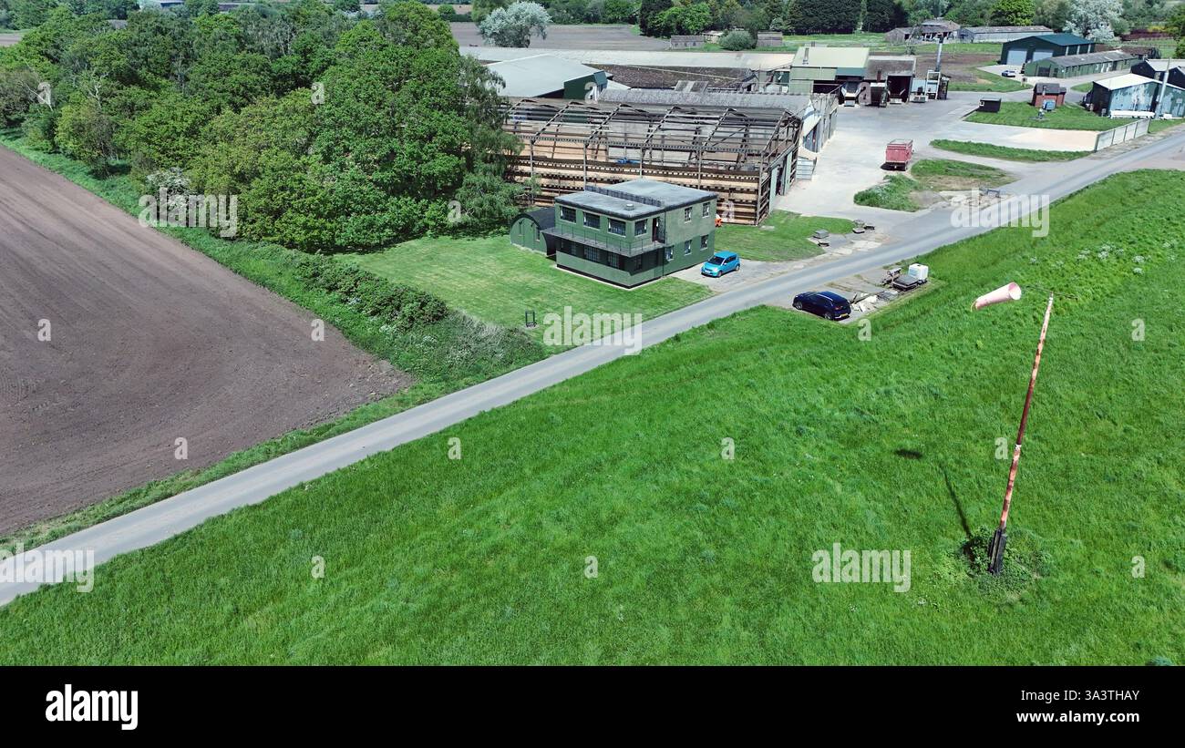 aerial view of RAF Melbourne watch office. forma ww2 military airfield ...