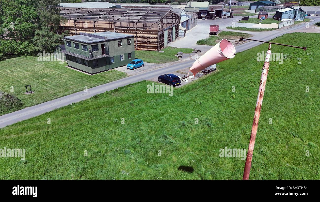 aerial view of RAF Melbourne watch office. forma ww2 military airfield ...