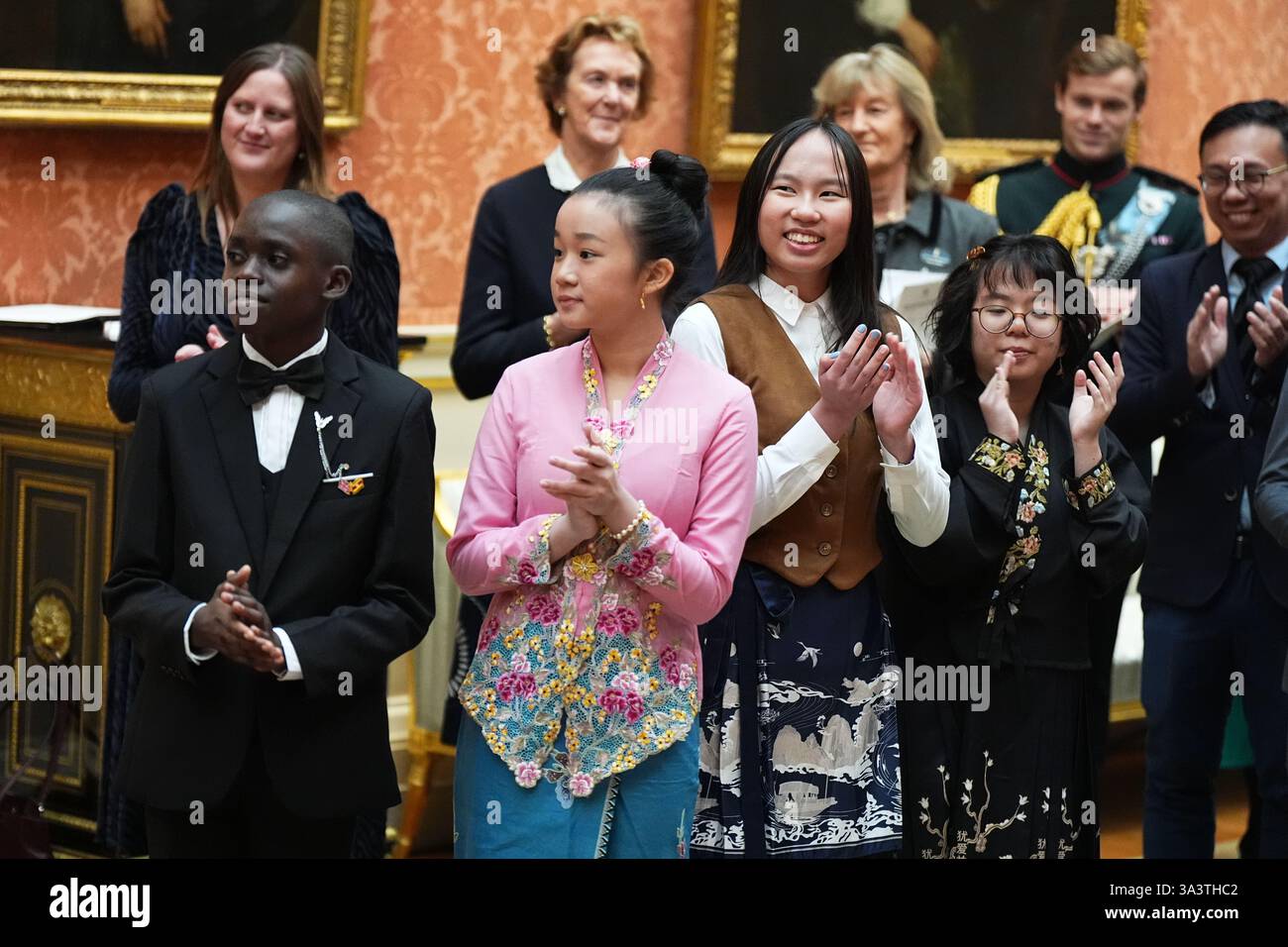 Winners and runners-up during a reception for winners of the Queen's ...