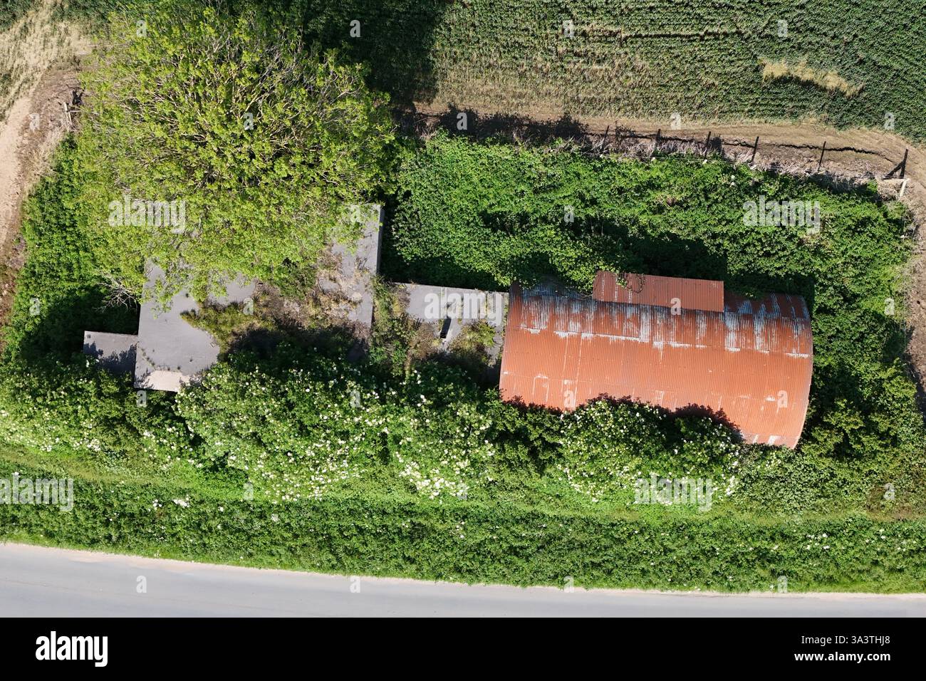 aerial view of WW2 Military Architecture, Former RAF Lissett WW2 bomber ...