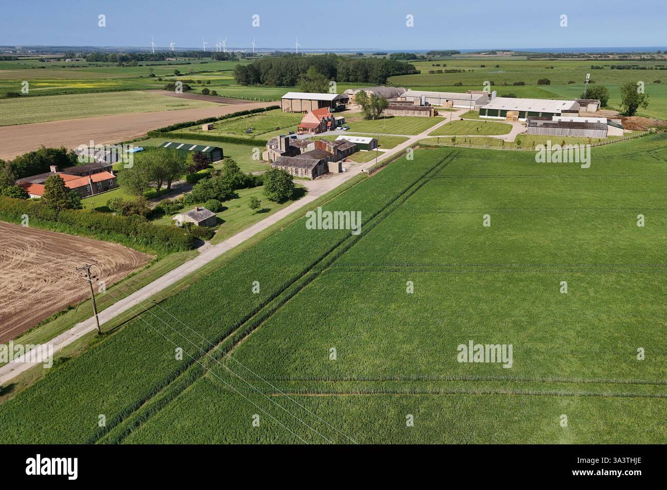 aerial view of WW2 Military Architecture, Former RAF Lissett WW2 bomber ...
