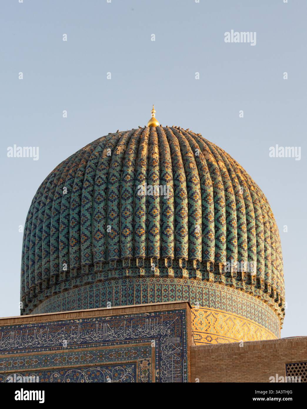 Close up of the Gur-e Amir Mausoleum's Dome with mosaic geometric ...