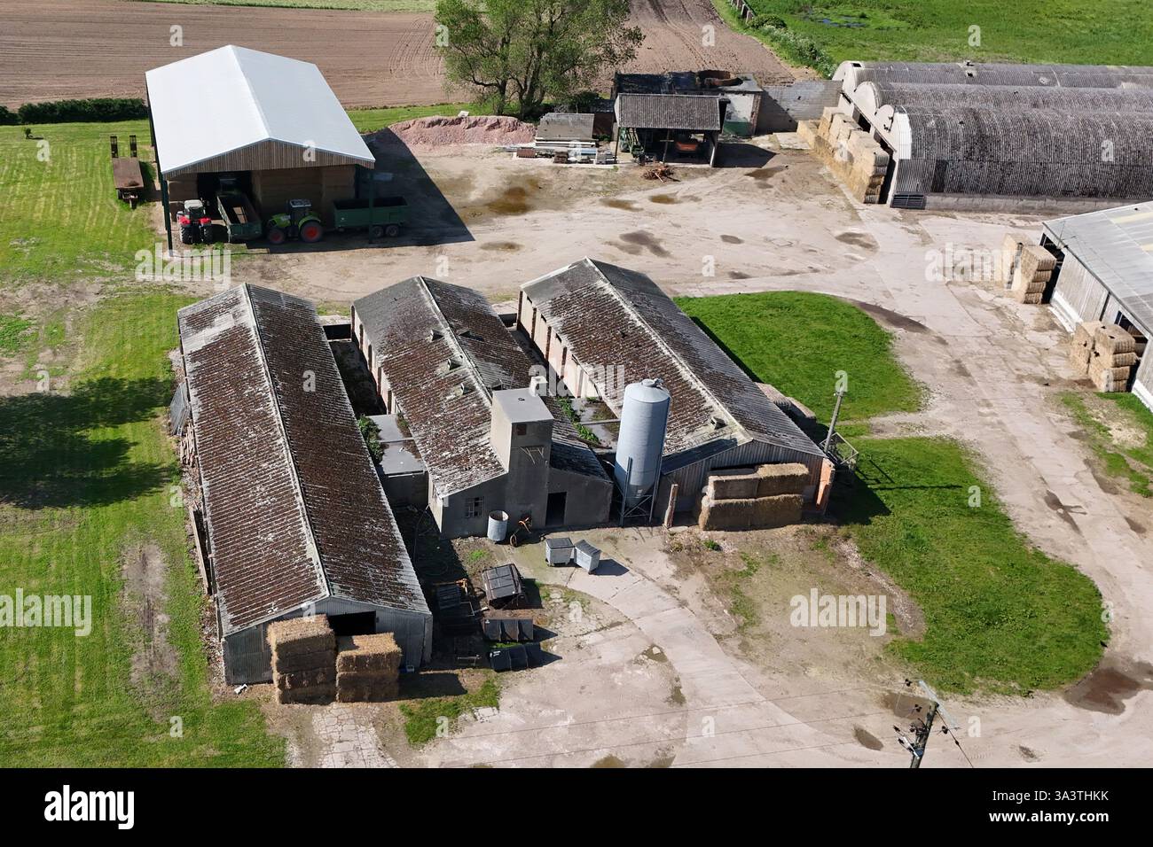 aerial view of WW2 Military Architecture, Former RAF Lissett WW2 bomber ...