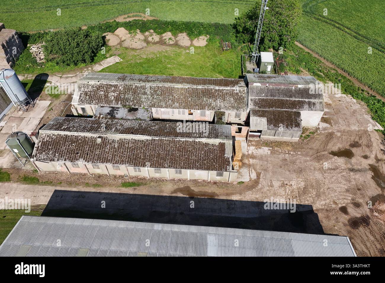 aerial view of WW2 Military Architecture, Former RAF Lissett WW2 bomber ...