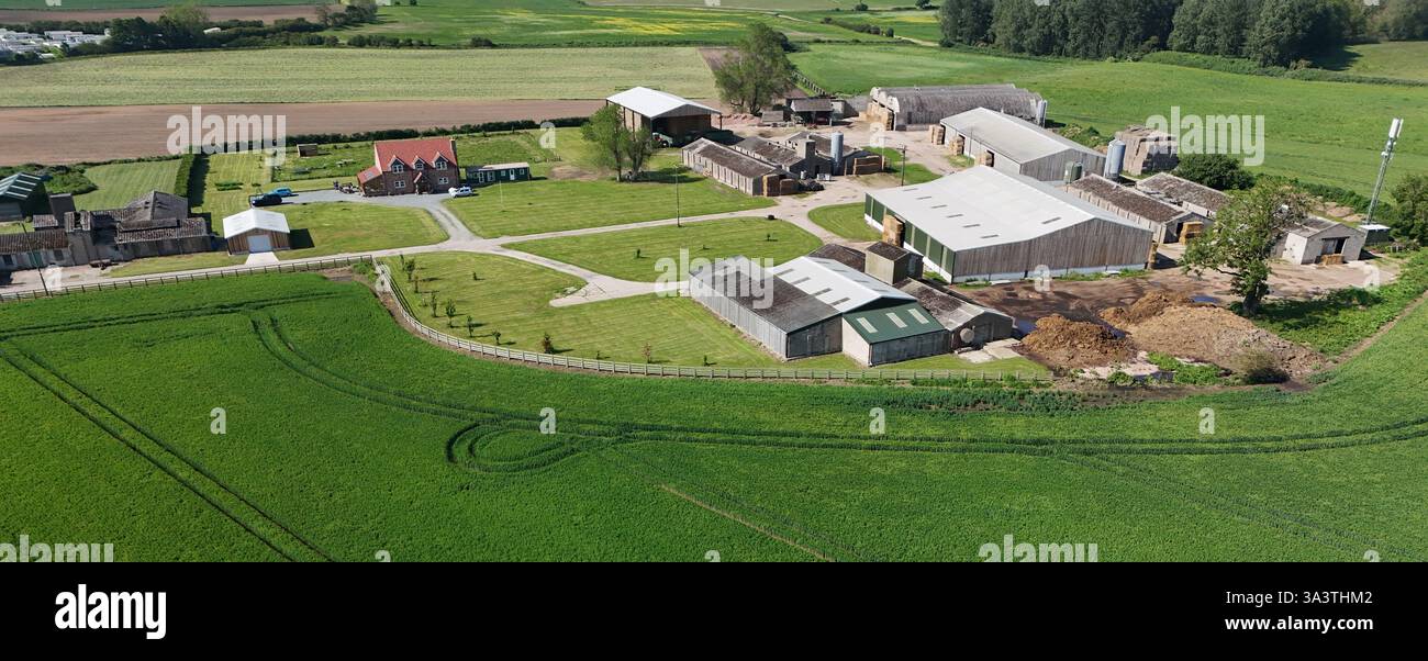 aerial view of WW2 Military Architecture, Former RAF Lissett WW2 bomber ...