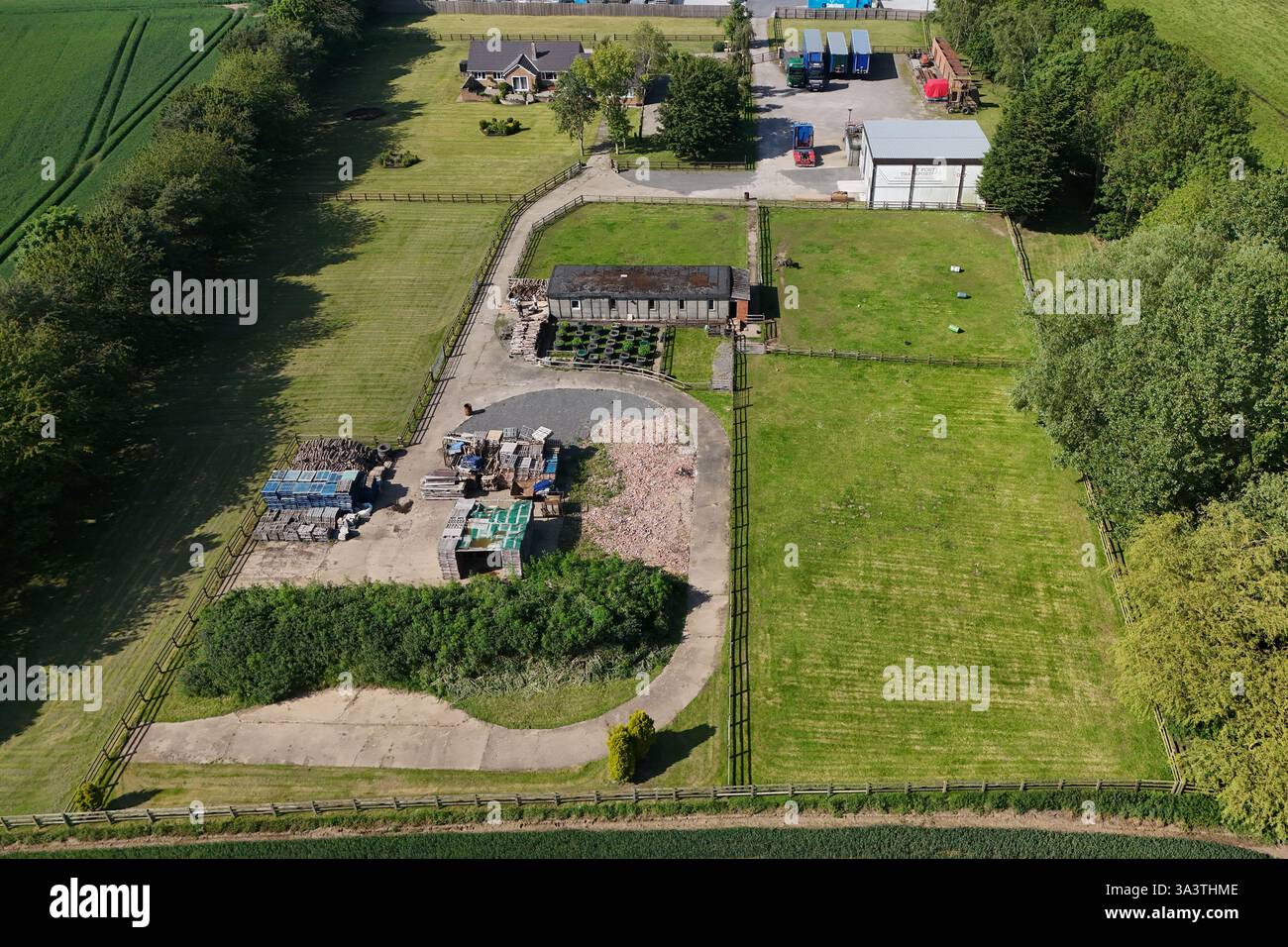 aerial view of WW2 Military Architecture, Former RAF Lissett WW2 bomber ...