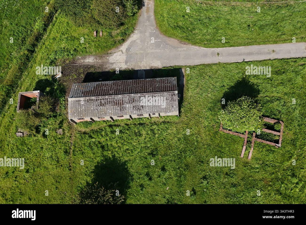 aerial view of WW2 Military Architecture, Former RAF Lissett WW2 bomber ...