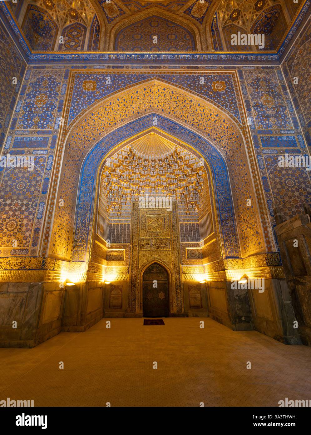 Ornate gilded interior of Tilya Kori Mosque and Madrasah created by ...