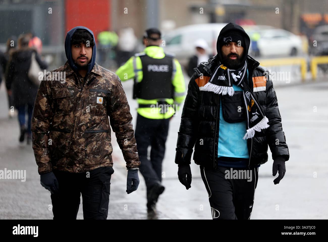 Derby County fans arrive at the ground ahead of the Sky Bet ...
