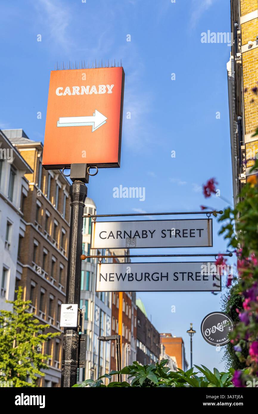 London, UK- September 19, 2024: Carnaby Street Directional Signs ...