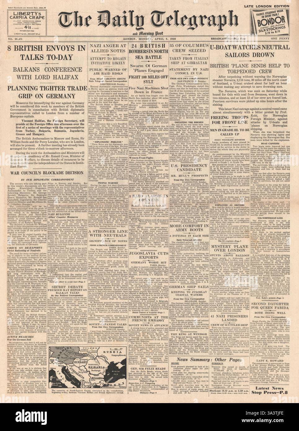1940 daily telegraph blockade of germany hi-res stock photography and ...