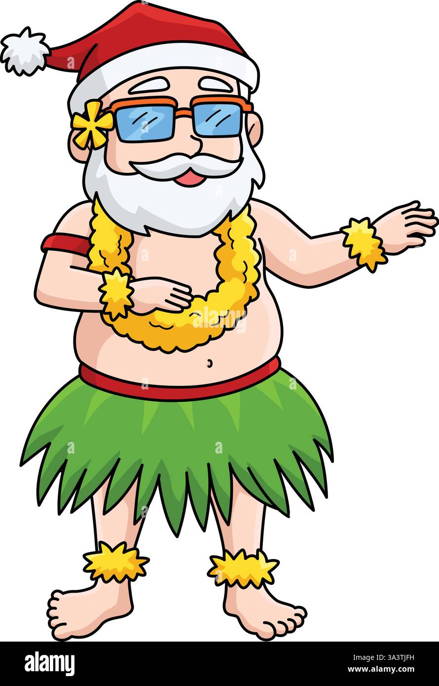 Christmas in July Santa Hawaiian Dance Clipart Stock Vector Image & Art ...