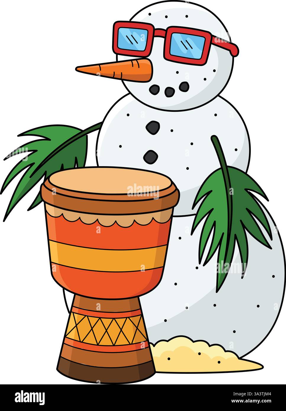 Christmas in July Snowman Cartoon Colored Clipart Stock Vector Image ...
