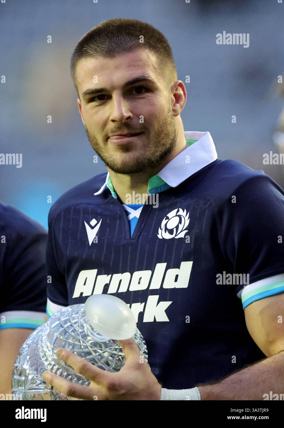 Scotland's Josh Bayliss with the Hopetoun Cup after beating Australia ...