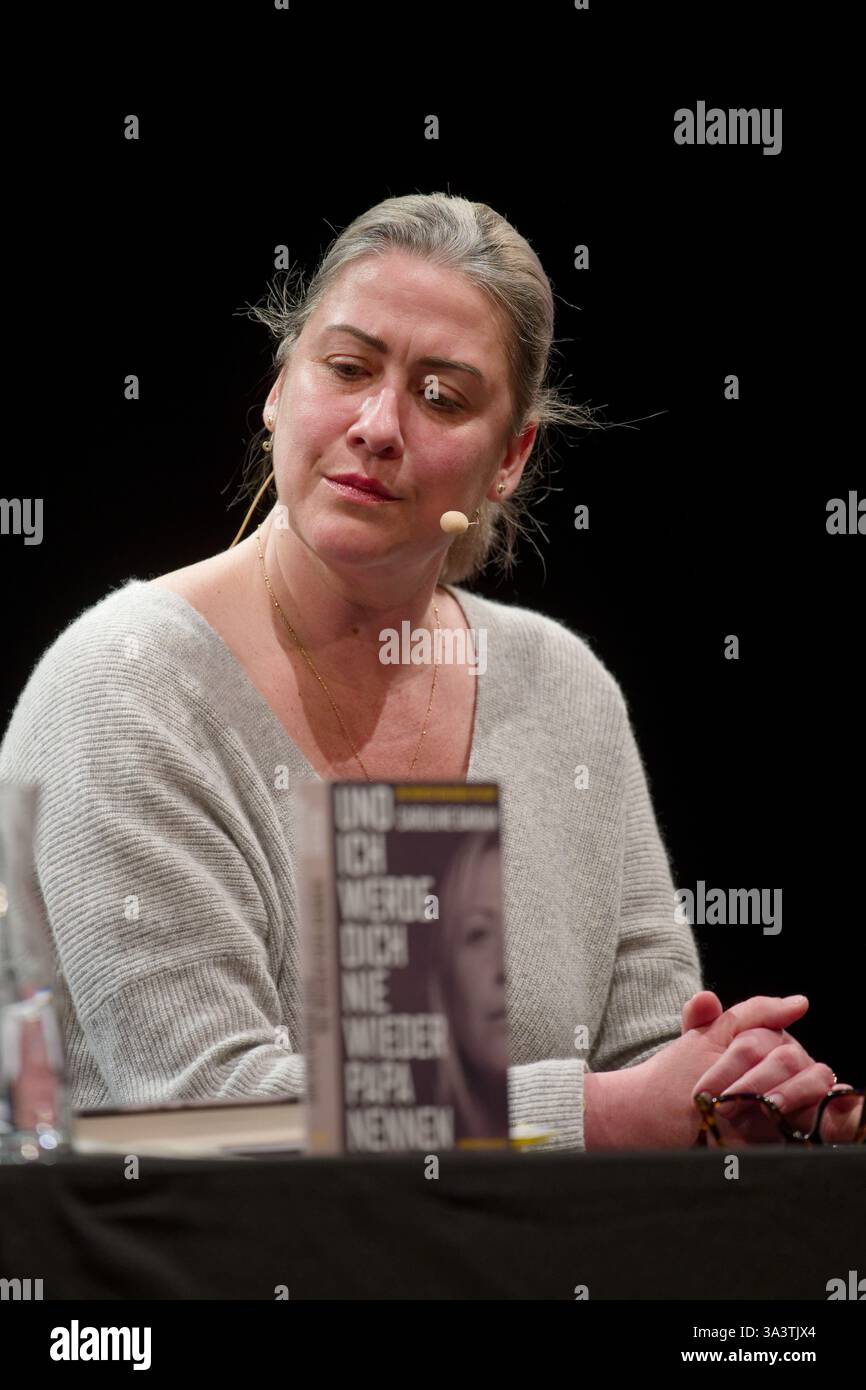 Cologne, Germany. 17th Mar, 2025. Author Caroline Darian presents her ...