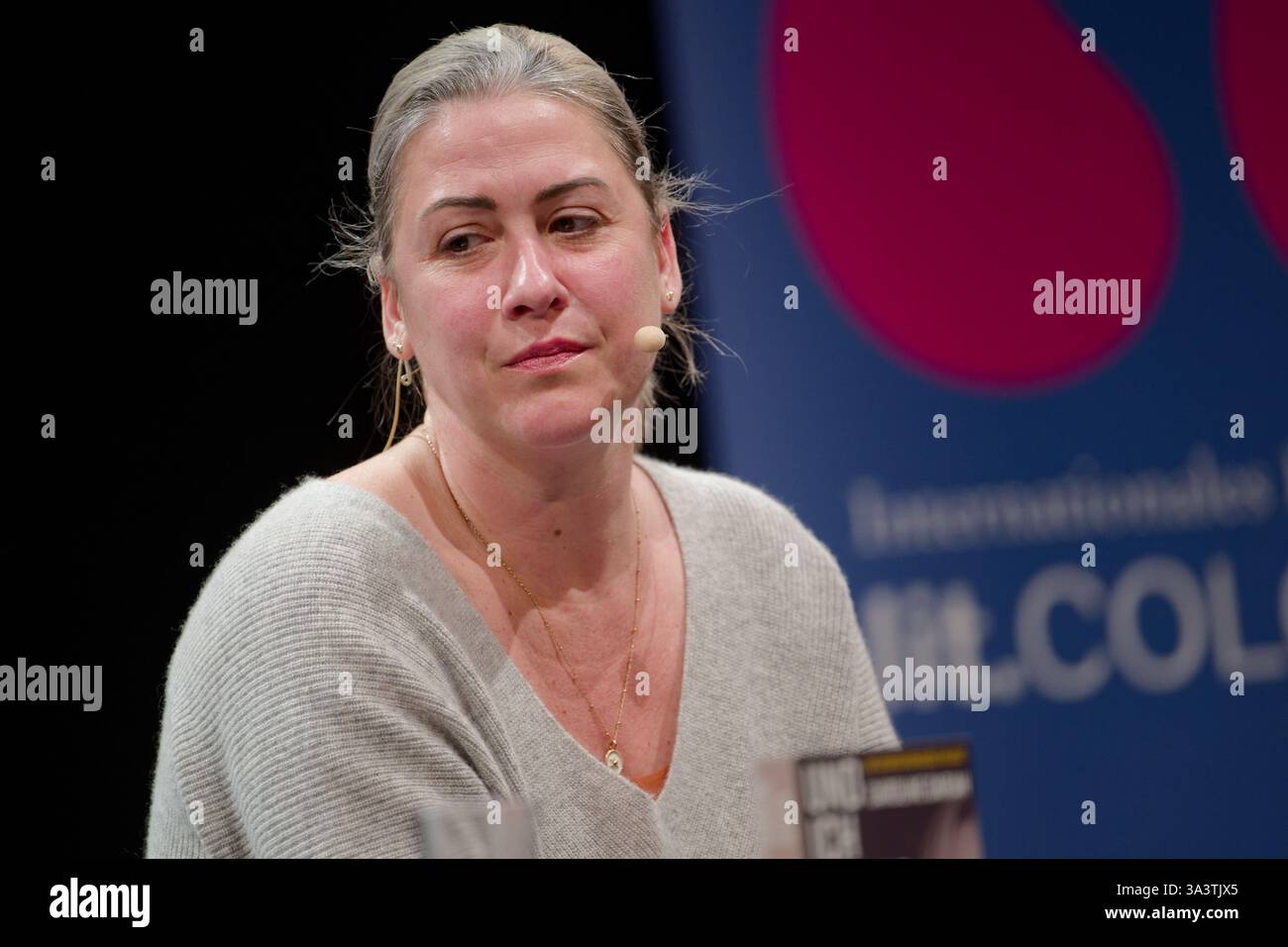 Cologne, Germany. 17th Mar, 2025. Author Caroline Darian presents her ...