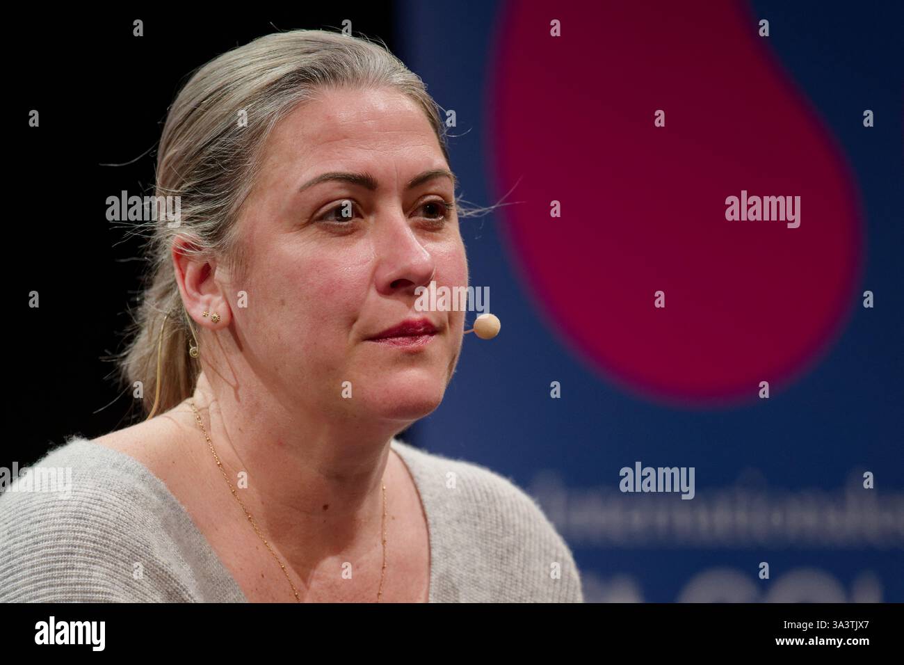 Cologne, Germany. 17th Mar, 2025. Author Caroline Darian presents her ...