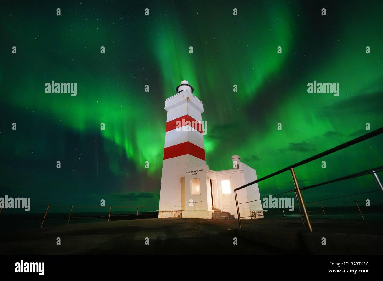 The aurora borealis, also known as the northern lights, visible above ...