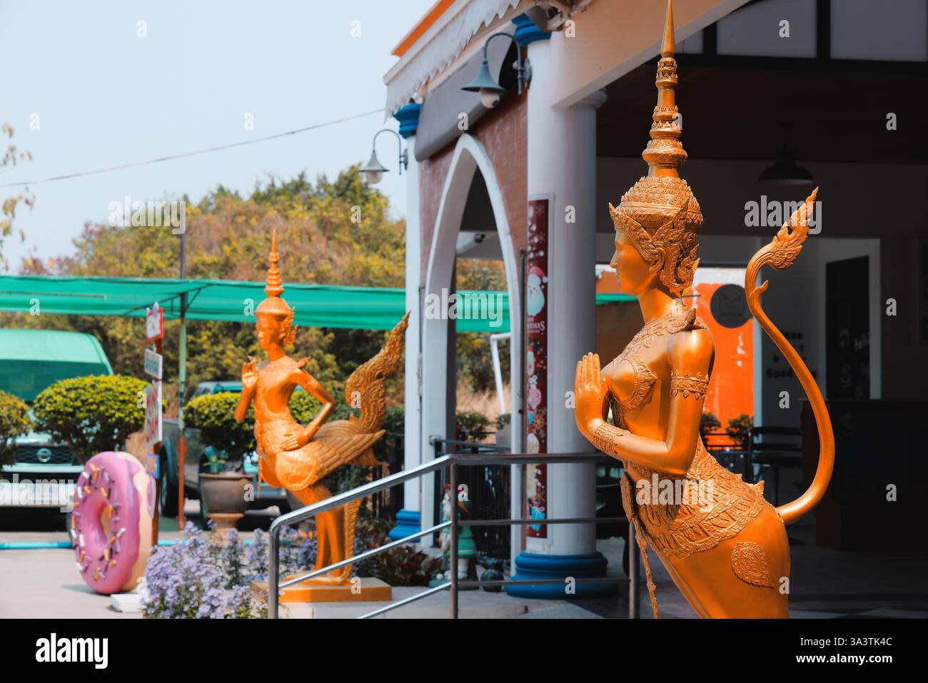 Colorful and intricate Thai Statues at a Cultural Venue that celebrates ...