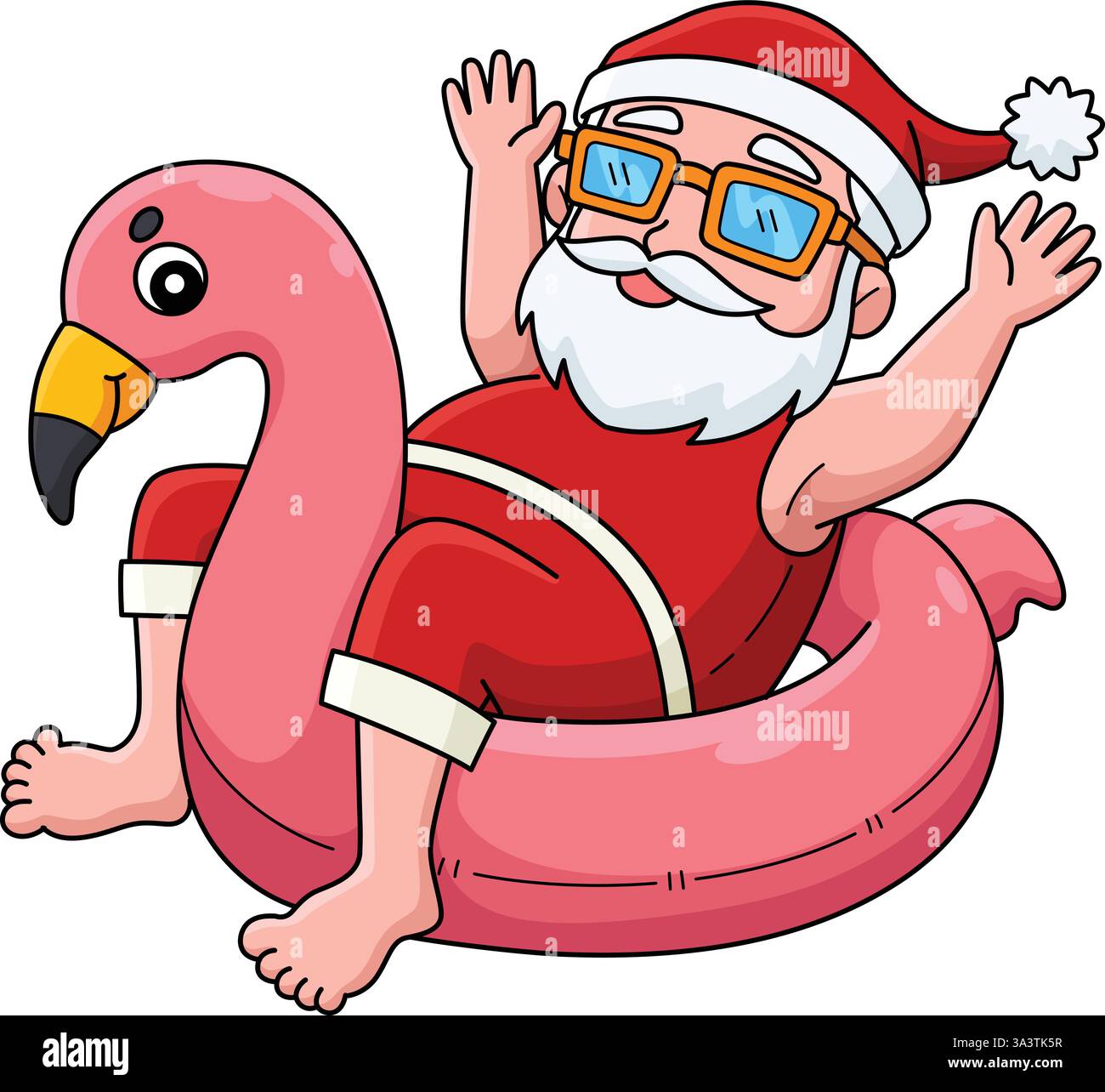 Christmas in July Santa Flamingo Floater Clipart Stock Vector Image ...
