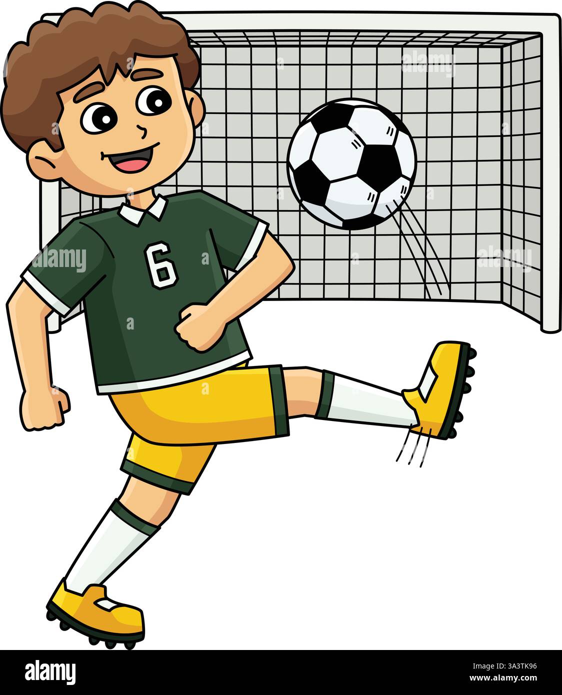 Male Soccer Player Goal Cartoon Colored Clipart Stock Vector Image ...