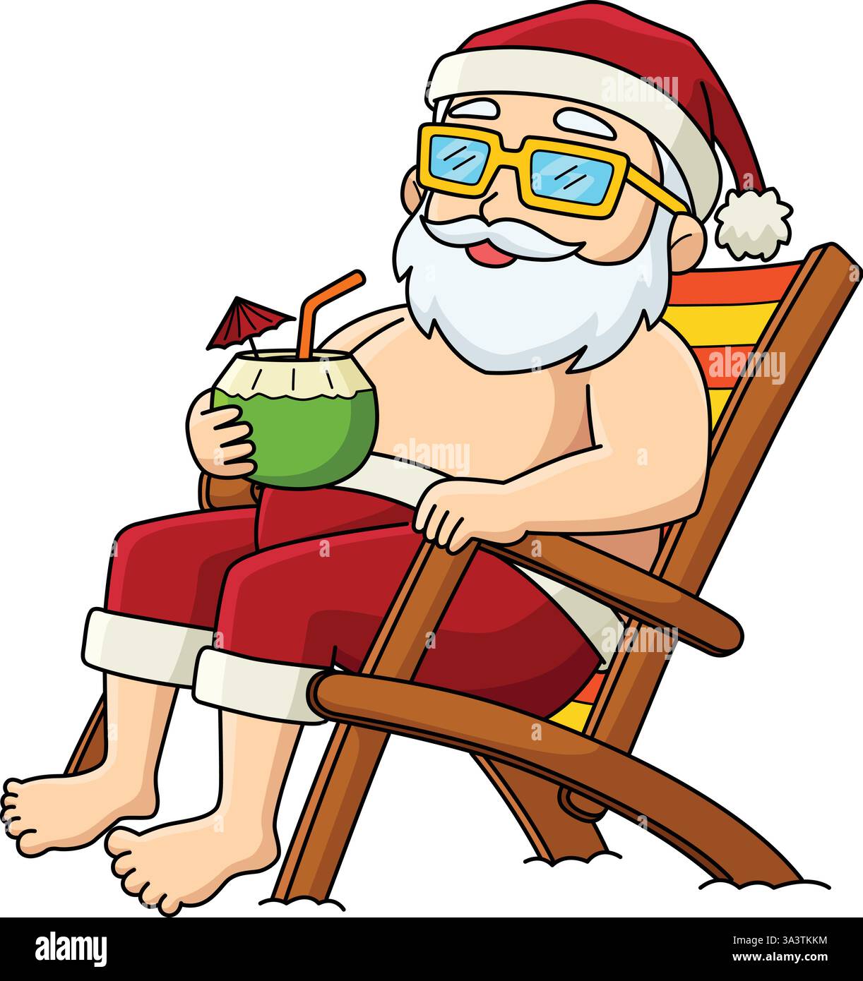 Christmas in July Santa Relaxing Cartoon Clipart Stock Vector Image ...